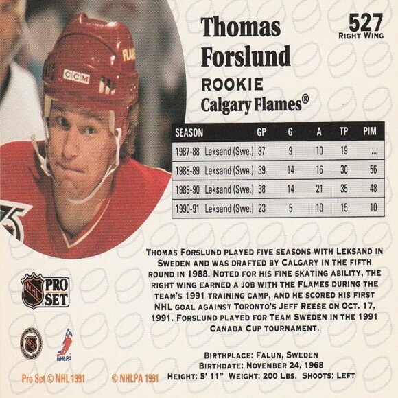 Pro Set | Toys | Thomas Forslund 991 Pro Set Rookie Card | Poshmark